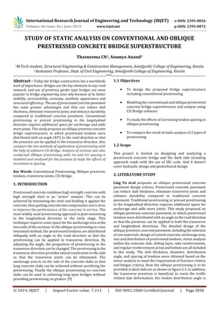 IRJET- Study of Static Analysis on Conventional and Oblique Prestressed ...