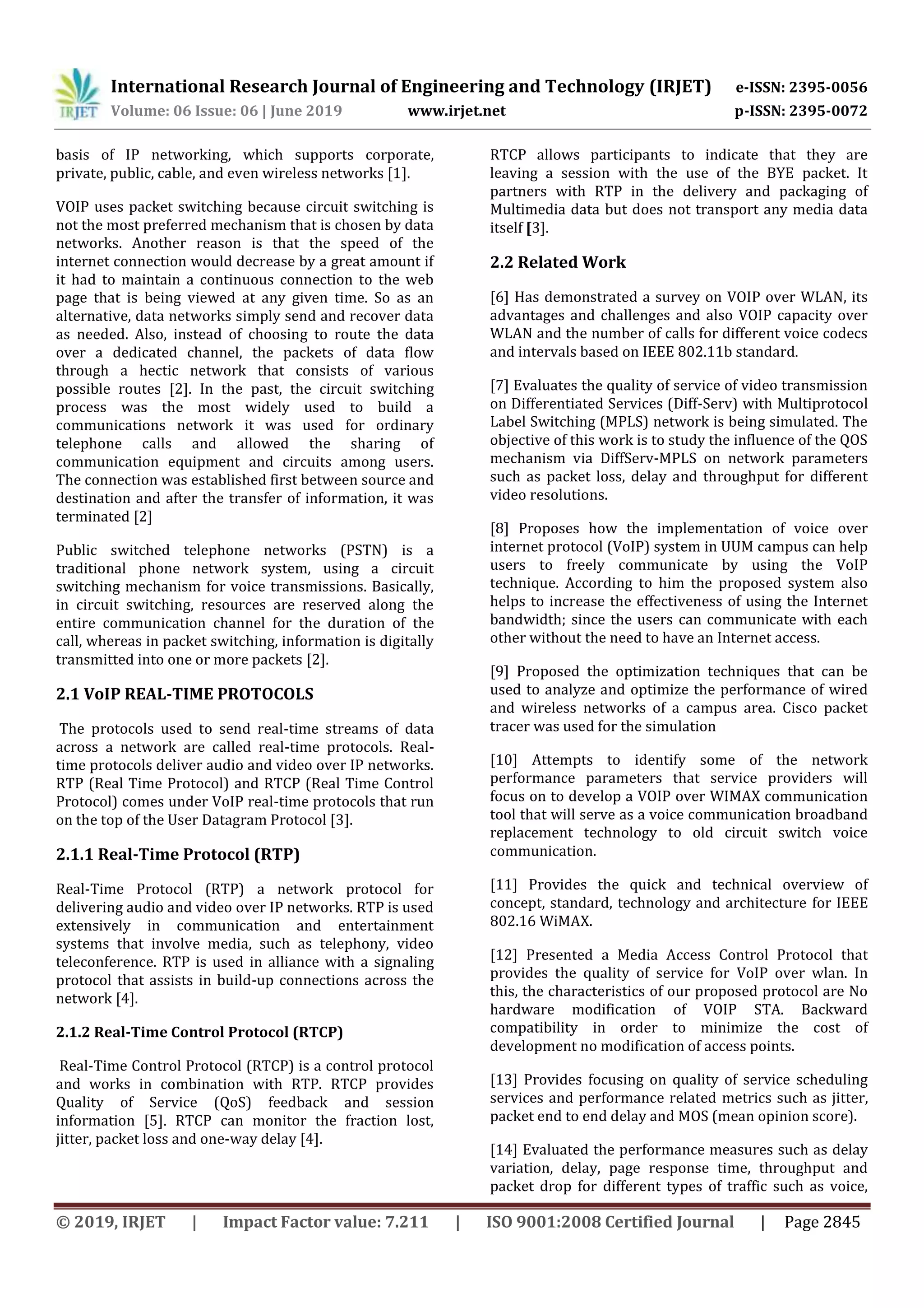 IRJET- Campus-Wide Internet Telephony Design and Simulation using Voice over Internet Protocol ...