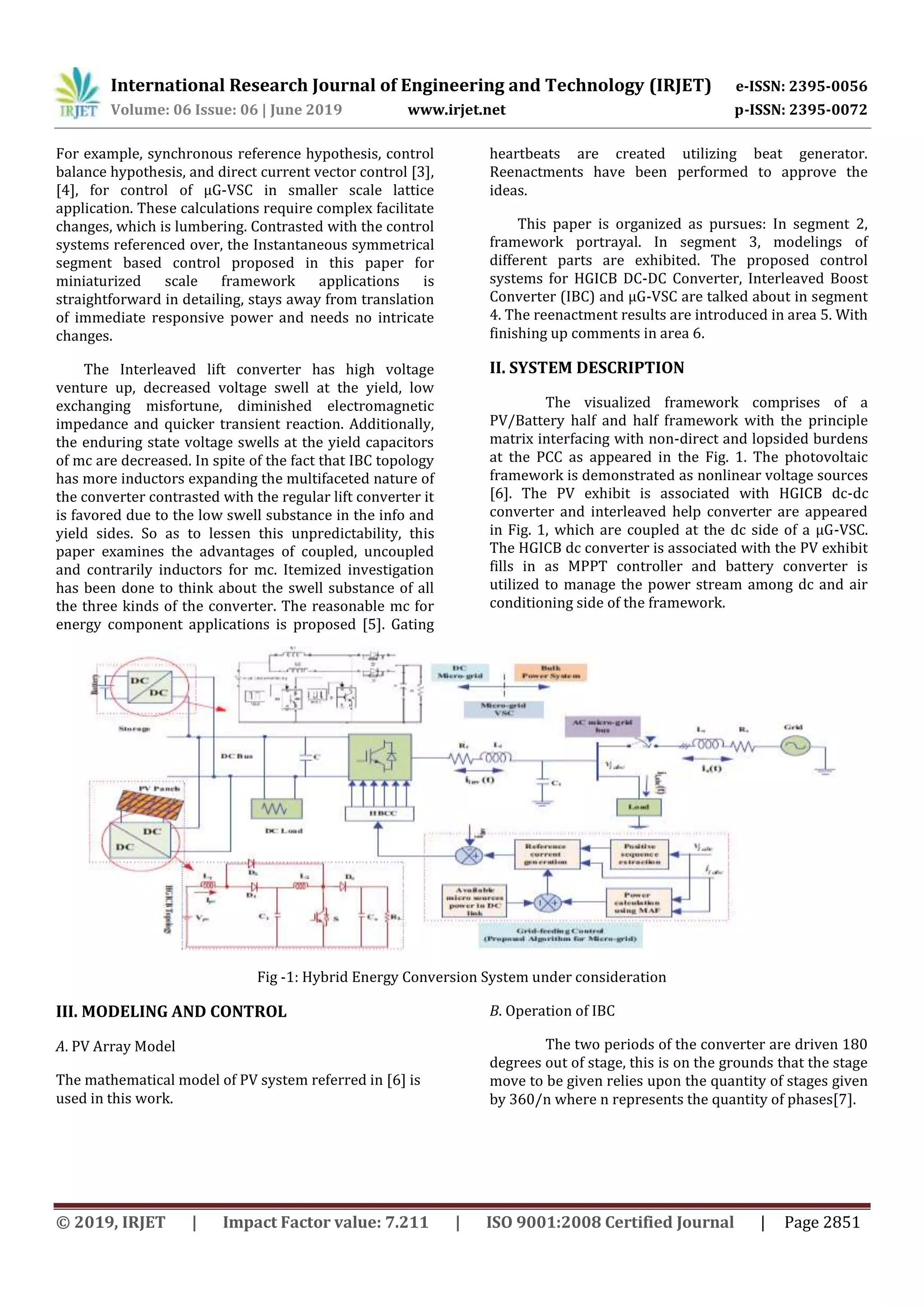 IRJET- Grid Interfacing of Pv/Battery Hybrid Energy Conversion System with Power Quality ...