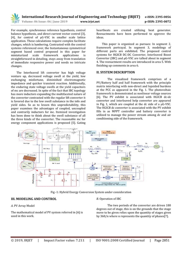 IRJET- Grid Interfacing of Pv/Battery Hybrid Energy Conversion System with Power Quality ...