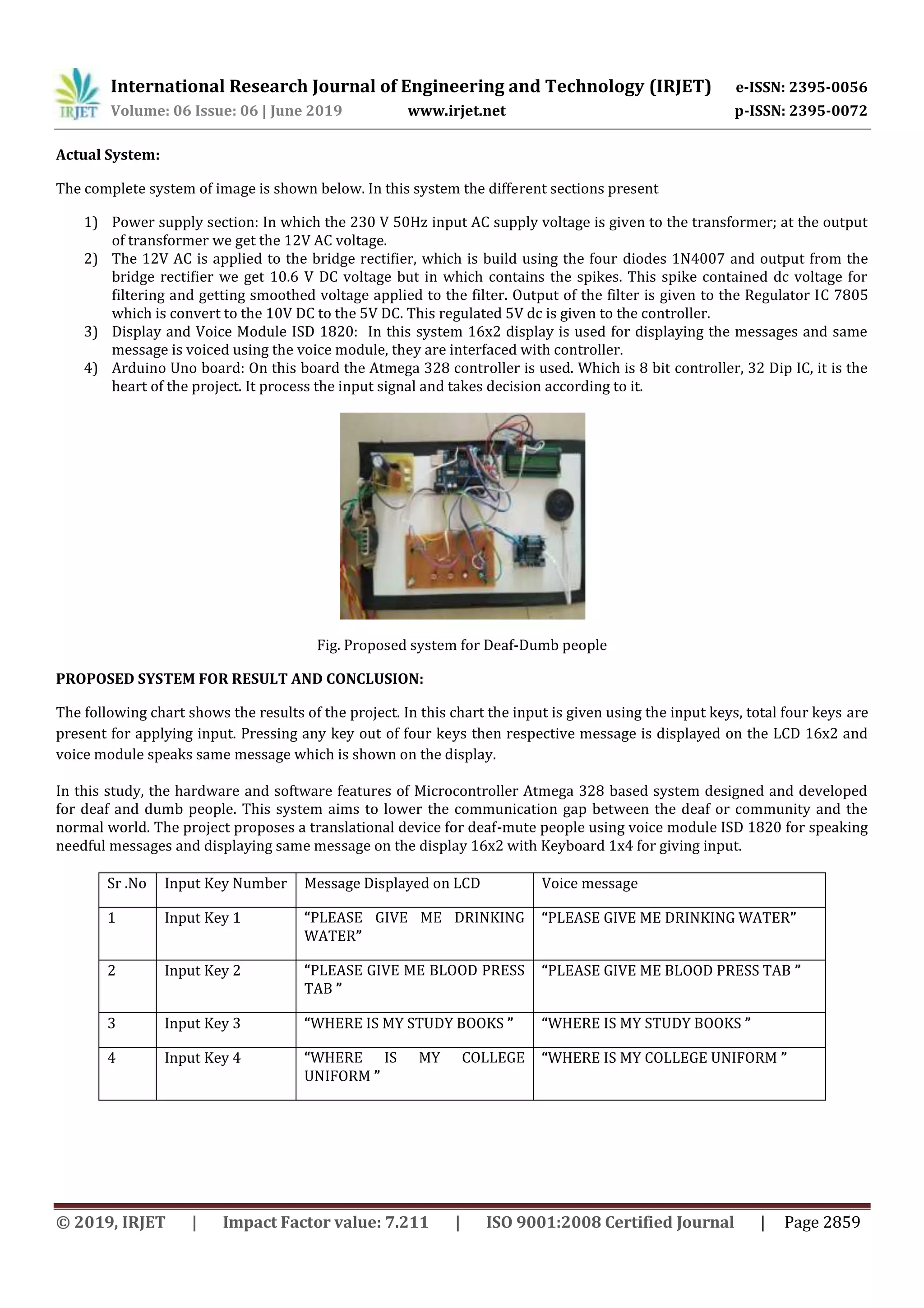 IRJET- Speaking Microcontroller for Deaf and Dumb People | PDF