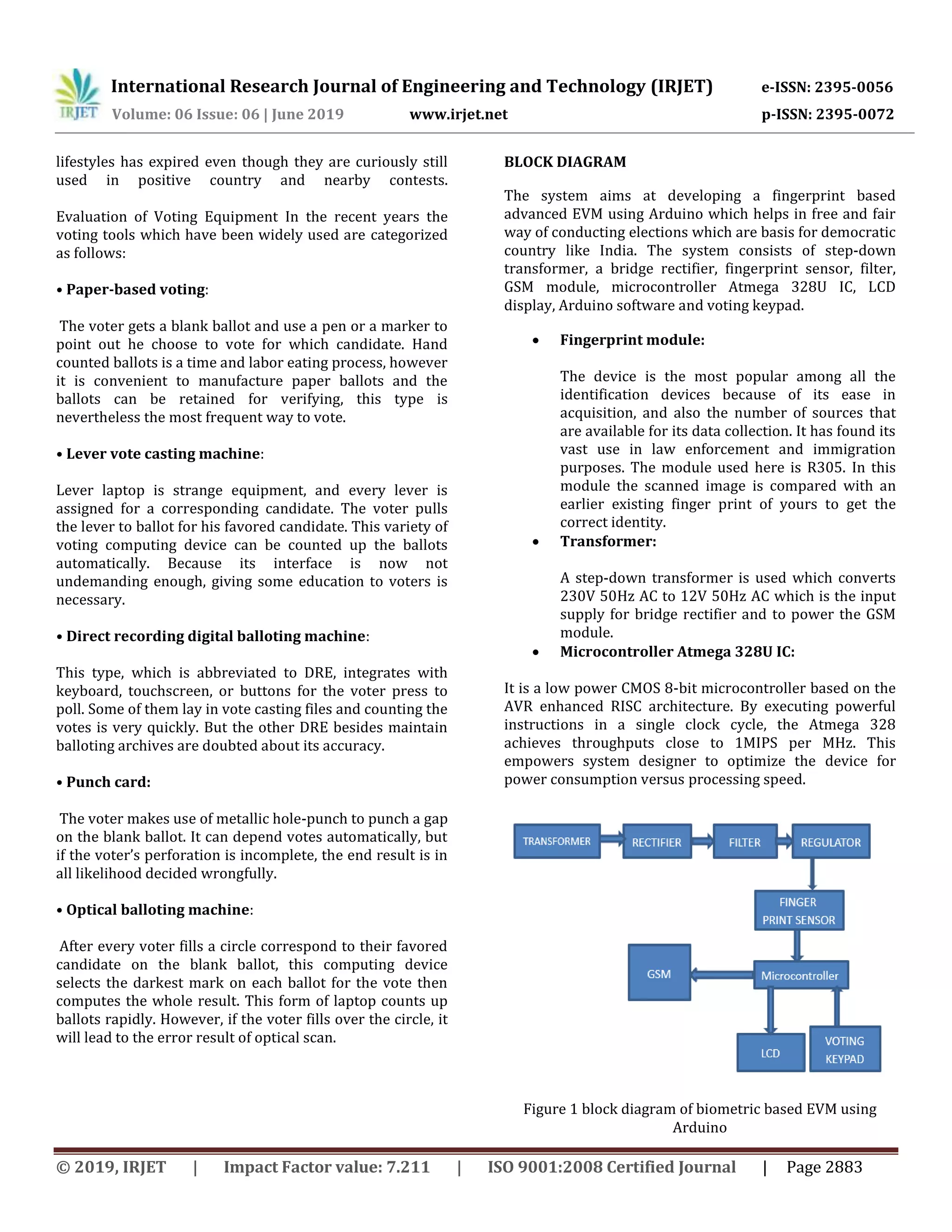IRJET- Biometric based Electronic Voting Machine (EVM) using Arduino IDE | PDF