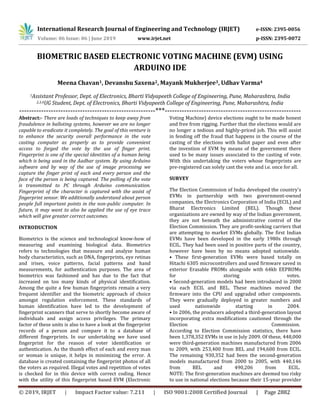 IRJET- Biometric based Electronic Voting Machine (EVM) using Arduino IDE | PDF
