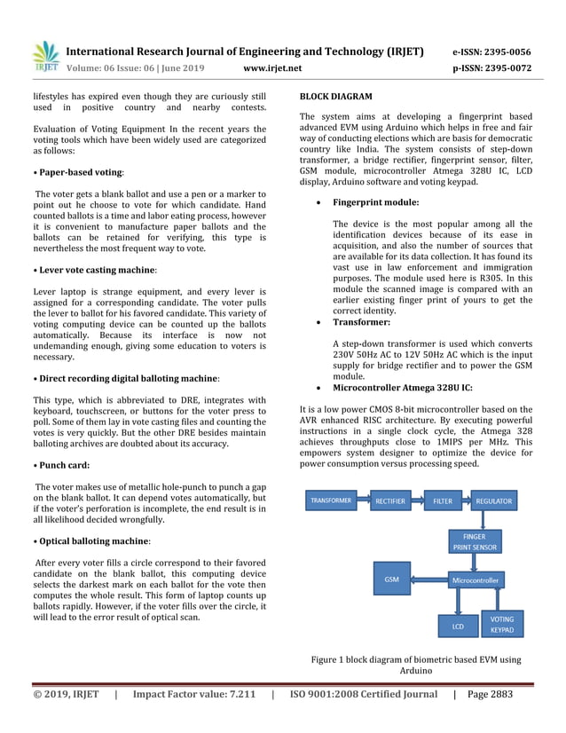 IRJET- Biometric based Electronic Voting Machine (EVM) using Arduino ...