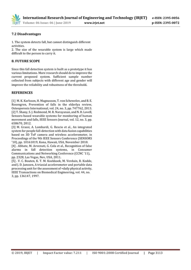 Irjet Wearable Sensor Based Fall Detection System Pdf