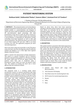 IRJET- Patient Monitoring System | PDF