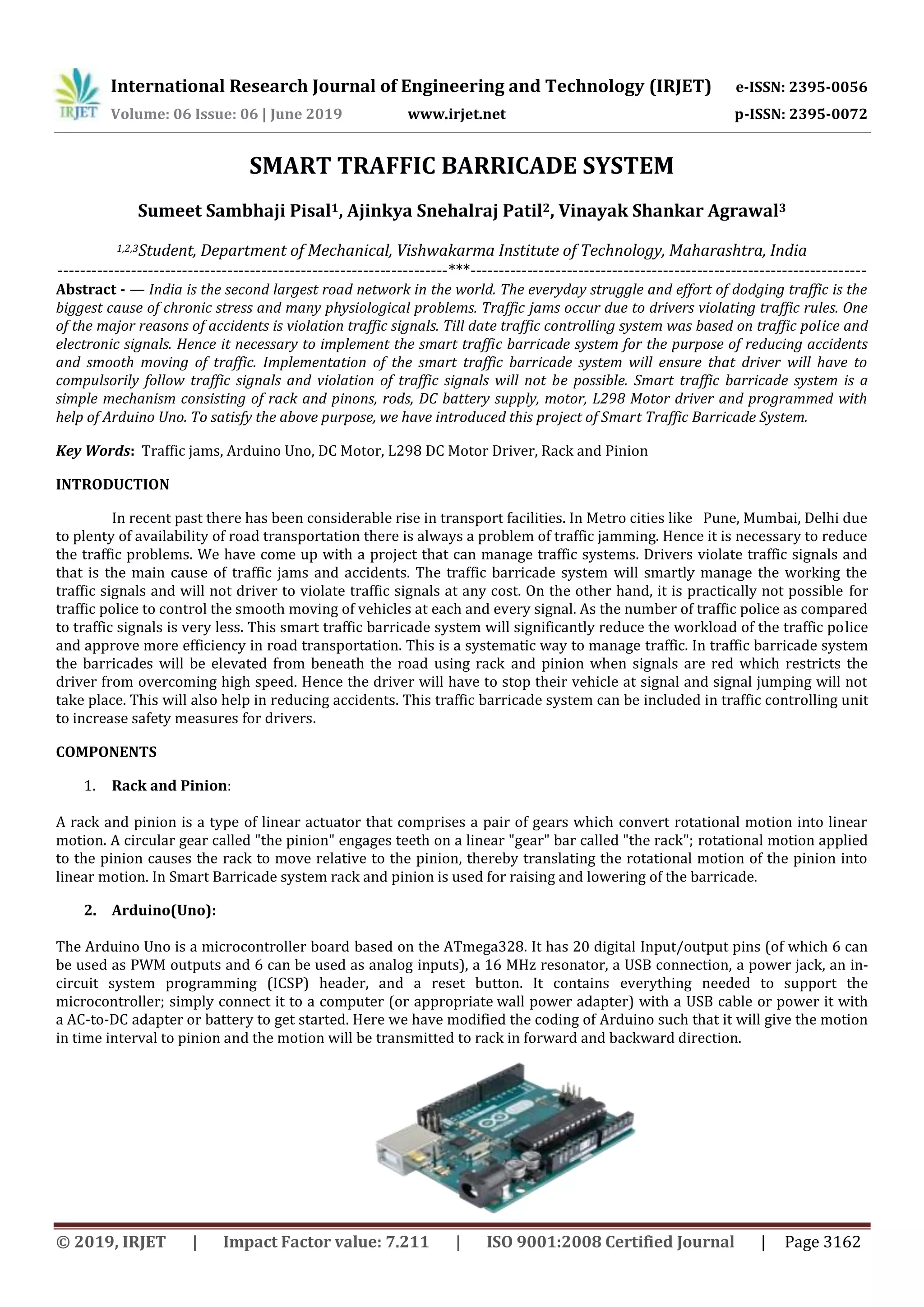 IRJET- Smart Traffic Barricade System | PDF