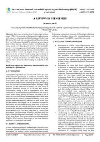 IRJET- A Review on Beekeeping | PDF