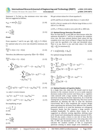 IRJET- Rapid Spectrum Sensing Algorithm in Cooperative Spectrum Sensing for a Large Network | PDF