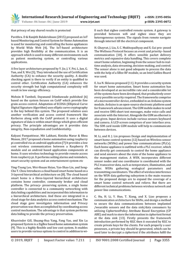 IRJET- A Survey on Secure Protocols of Communication for IoT Components in Smart Homes | PDF