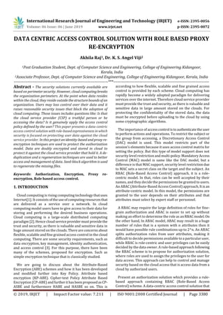 IRJET- Data Centric Access Control Solution with Role baesd Proxy Re-Encryption | PDF | Cloud ...