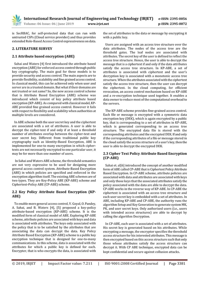 Irjet Data Centric Access Control Solution With Role Baesd Proxy Re Encryption Pdf