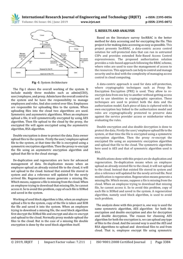 IRJET- Data Centric Access Control Solution with Role baesd Proxy Re-Encryption | PDF