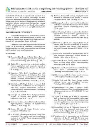 IRJET- Literature Review of Removal of Heavy Metals using Coconut Shell ...
