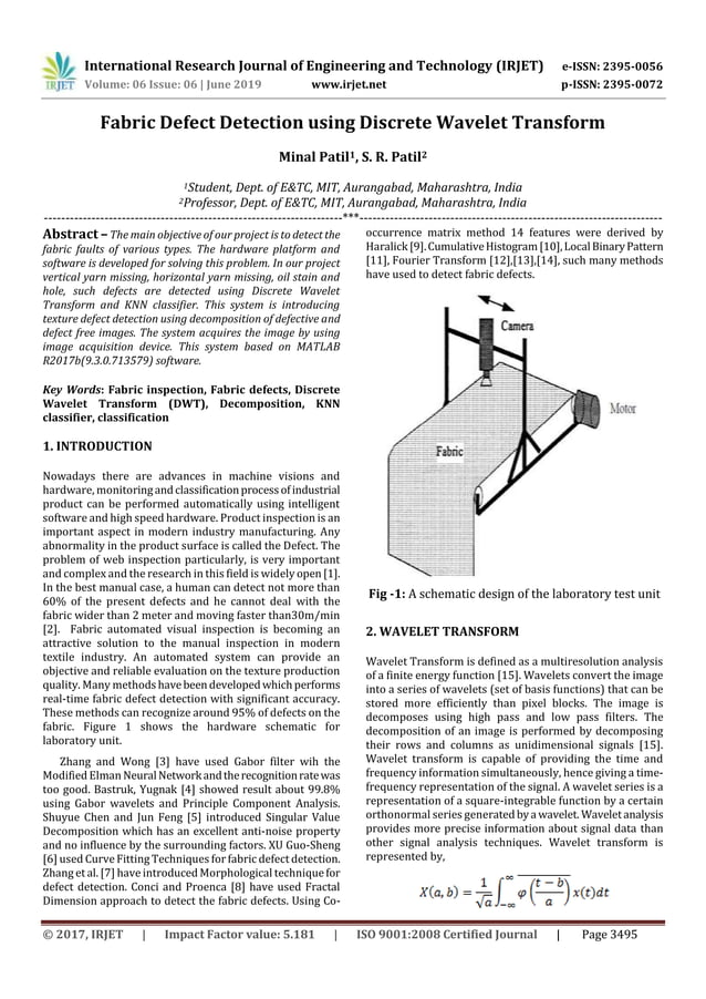 Irjet Fabric Defect Detection Using Discrete Wavelet Transform Pdf