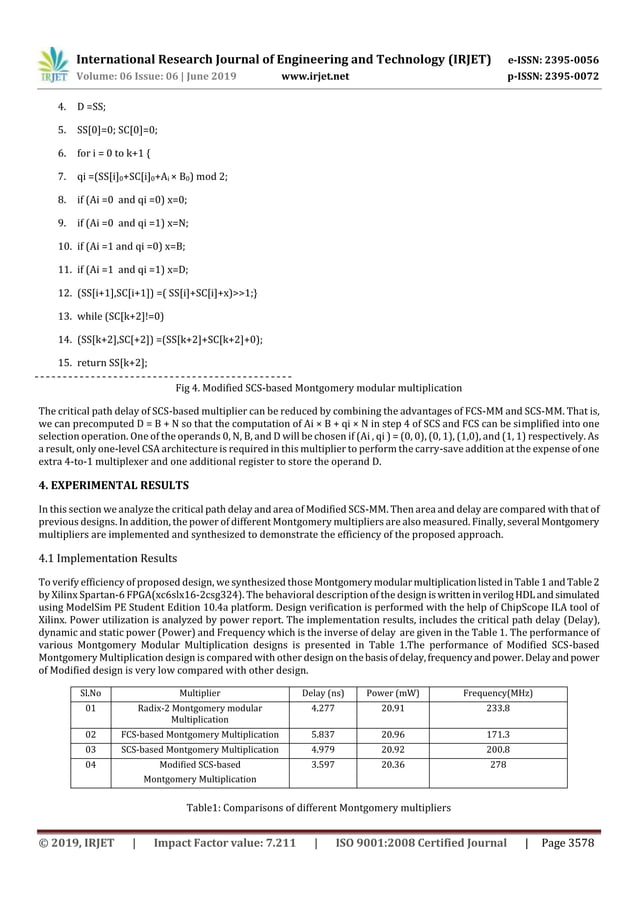 IRJET- VLSI Architecture for Montgomery Modular Multiplication | PDF