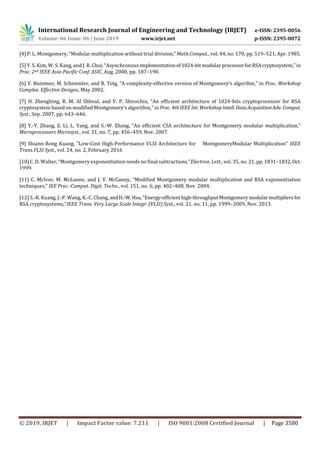 IRJET- VLSI Architecture for Montgomery Modular Multiplication | PDF