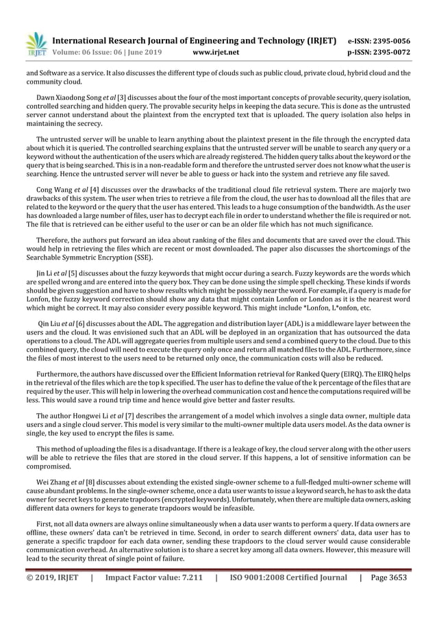 IRJET- Multiple Keyword Search over Encrypted Cloud Data | PDF