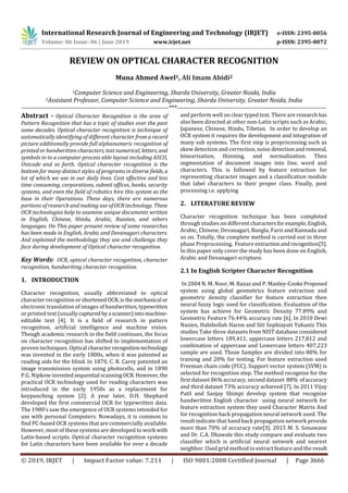 IRJET- Review on Optical Character Recognition | PDF