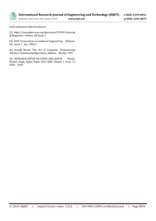 IRJET- Comparison of Stack and Queue Data Structures | PDF