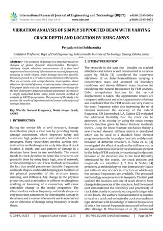 IRJET- Vibration Analysis of Simply Supported Beam with Varying Crack Depth and Location by ...