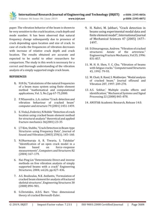 IRJET- Vibration Analysis of Simply Supported Beam with Varying Crack Depth and Location by ...