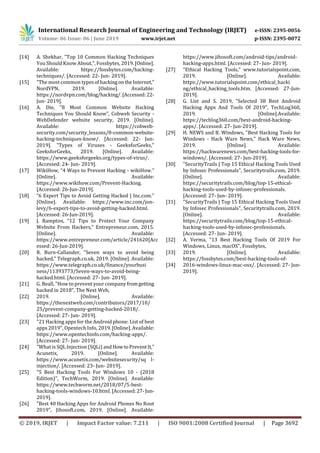 IRJET- Ethical Hacking Techniques and its Preventive Measures for ...