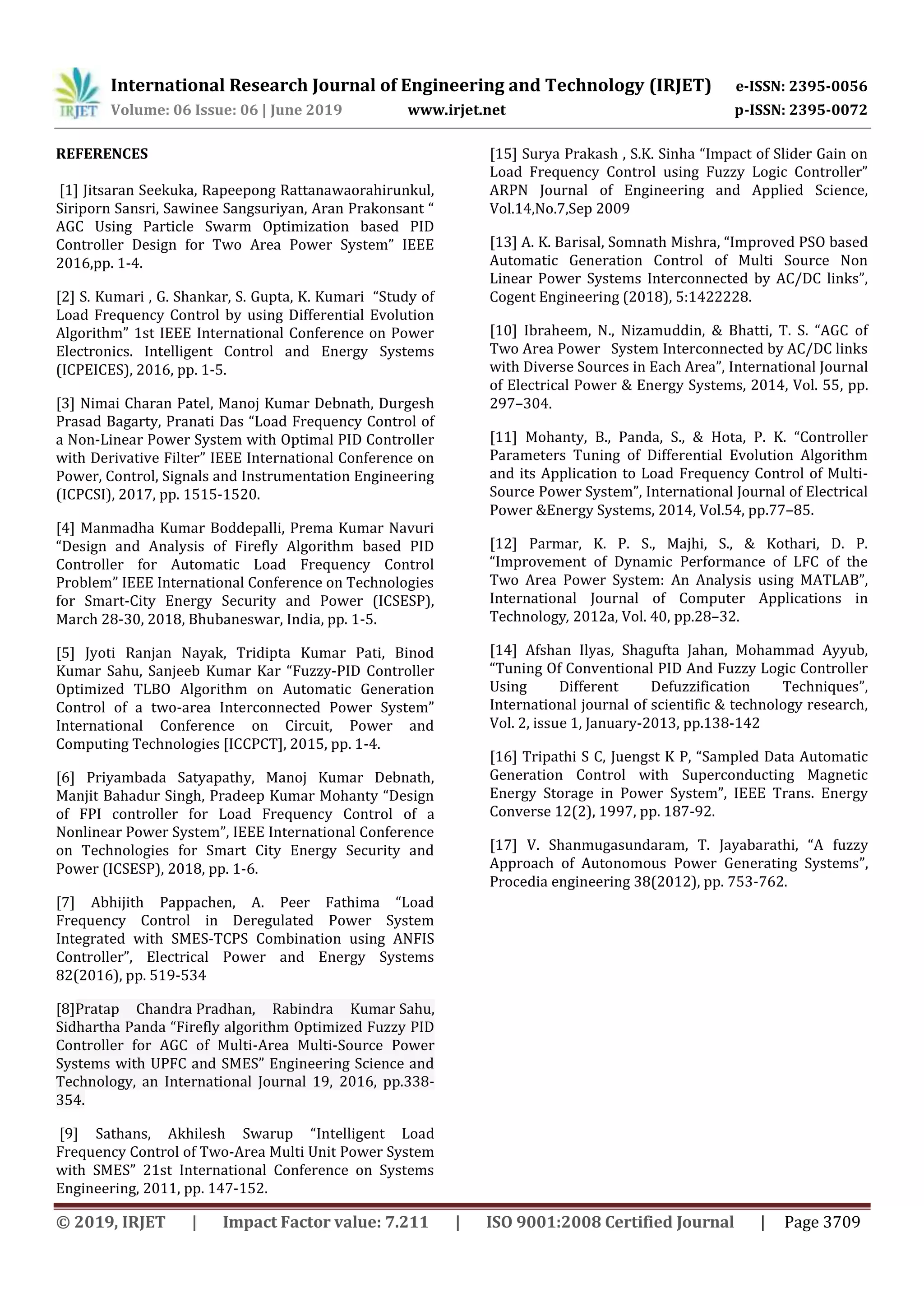 IRJET- Load Frequency Control of a Wind Integrated Power System using Conventional PID & Fuzzy ...