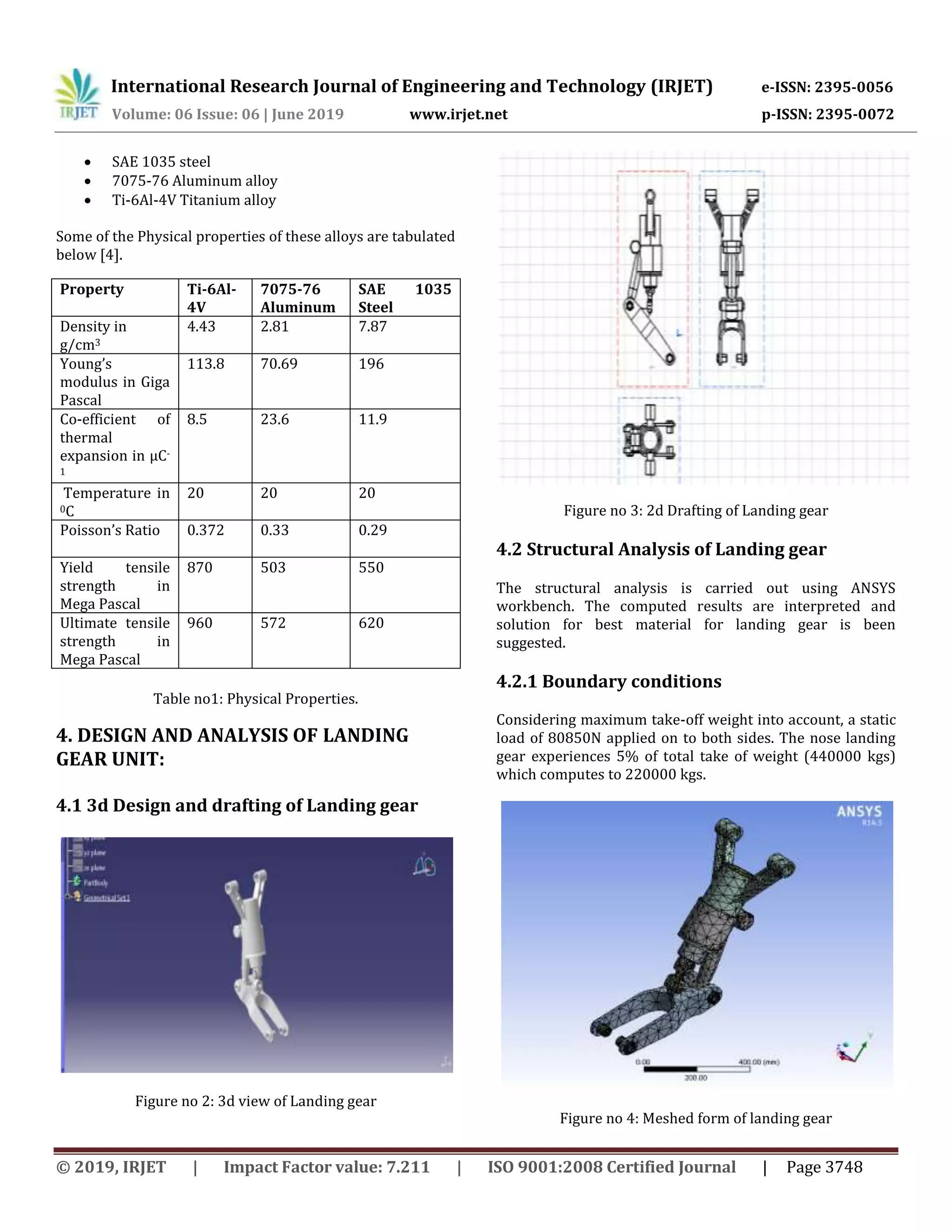 IRJET- Failure Analysis of Landing Gear of the Aircraft Through Finite ...