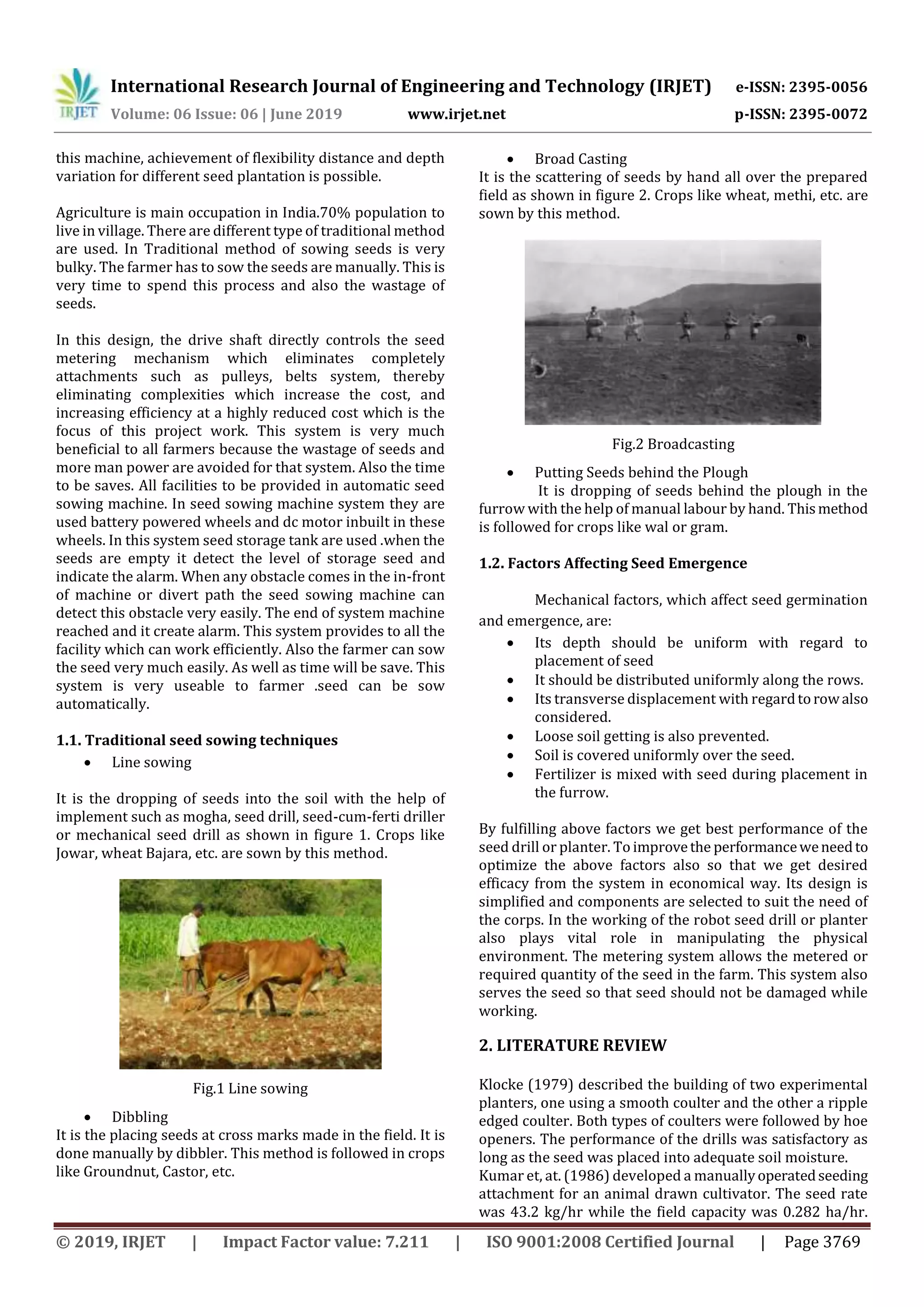 IRJET- Design and Fabrication of Manually Operated Seed Sowing Machine ...