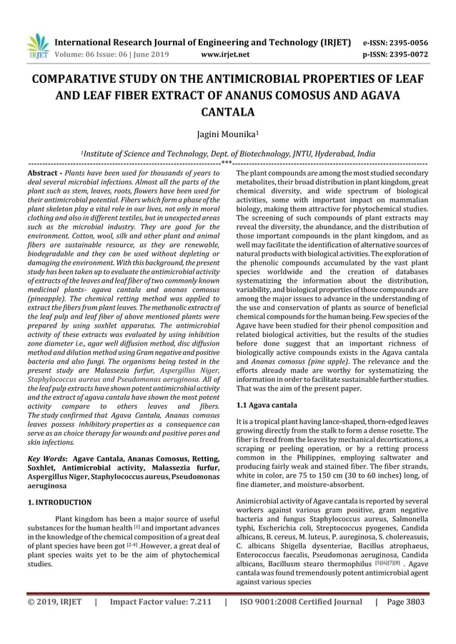 IRJET- Comparative Study on the Antimicrobial Properties of Leaf and ...