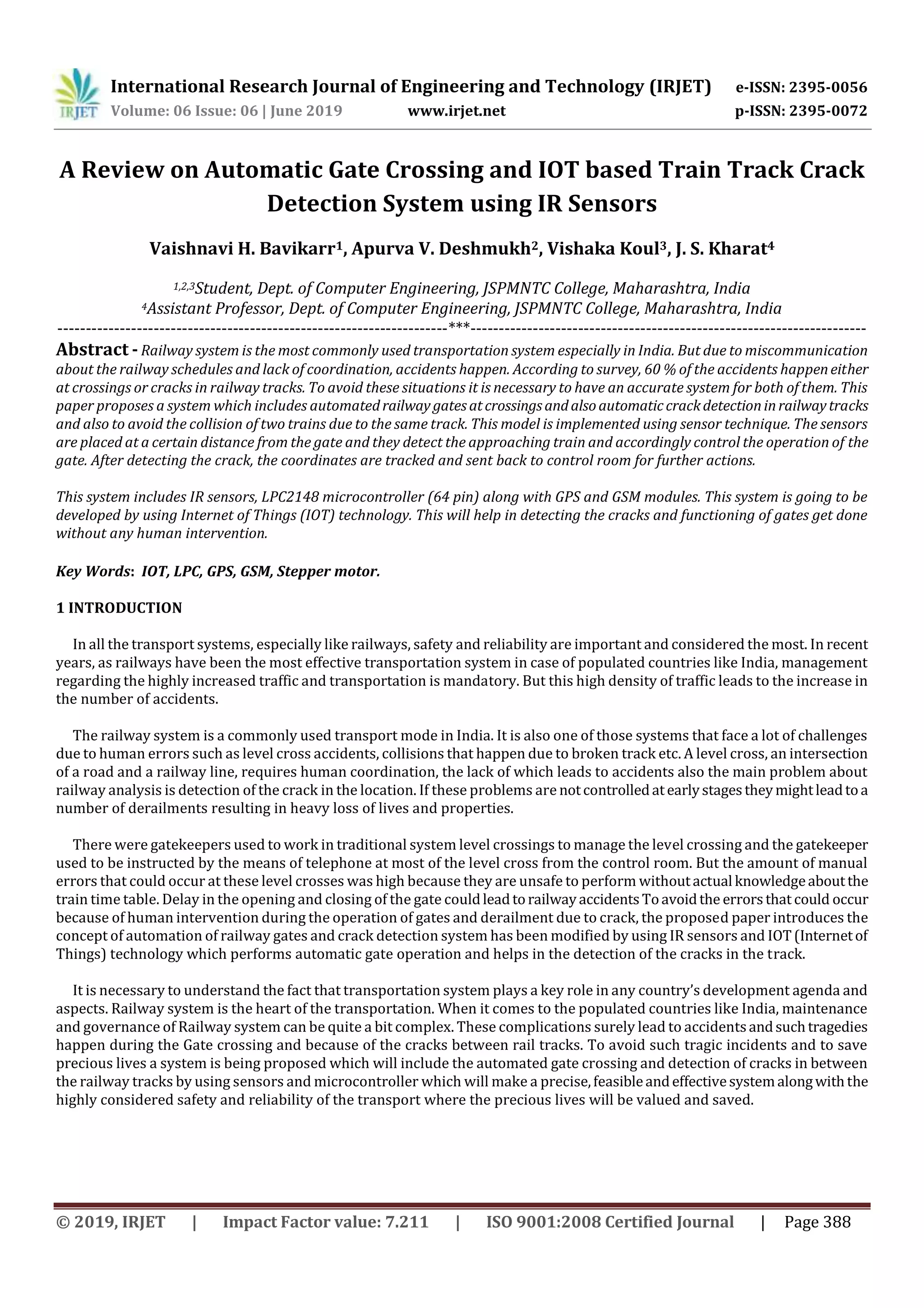 IRJET- A Review on Automatic Gate Crossing and IoT based Train Track Crack Detection System ...