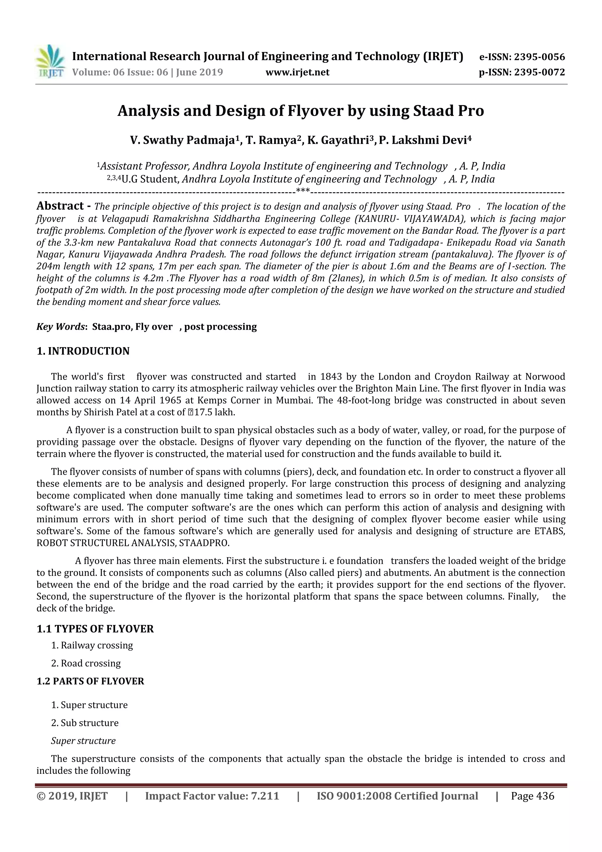 IRJET- Analysis and Design of Flyover by using Staad Pro | PDF