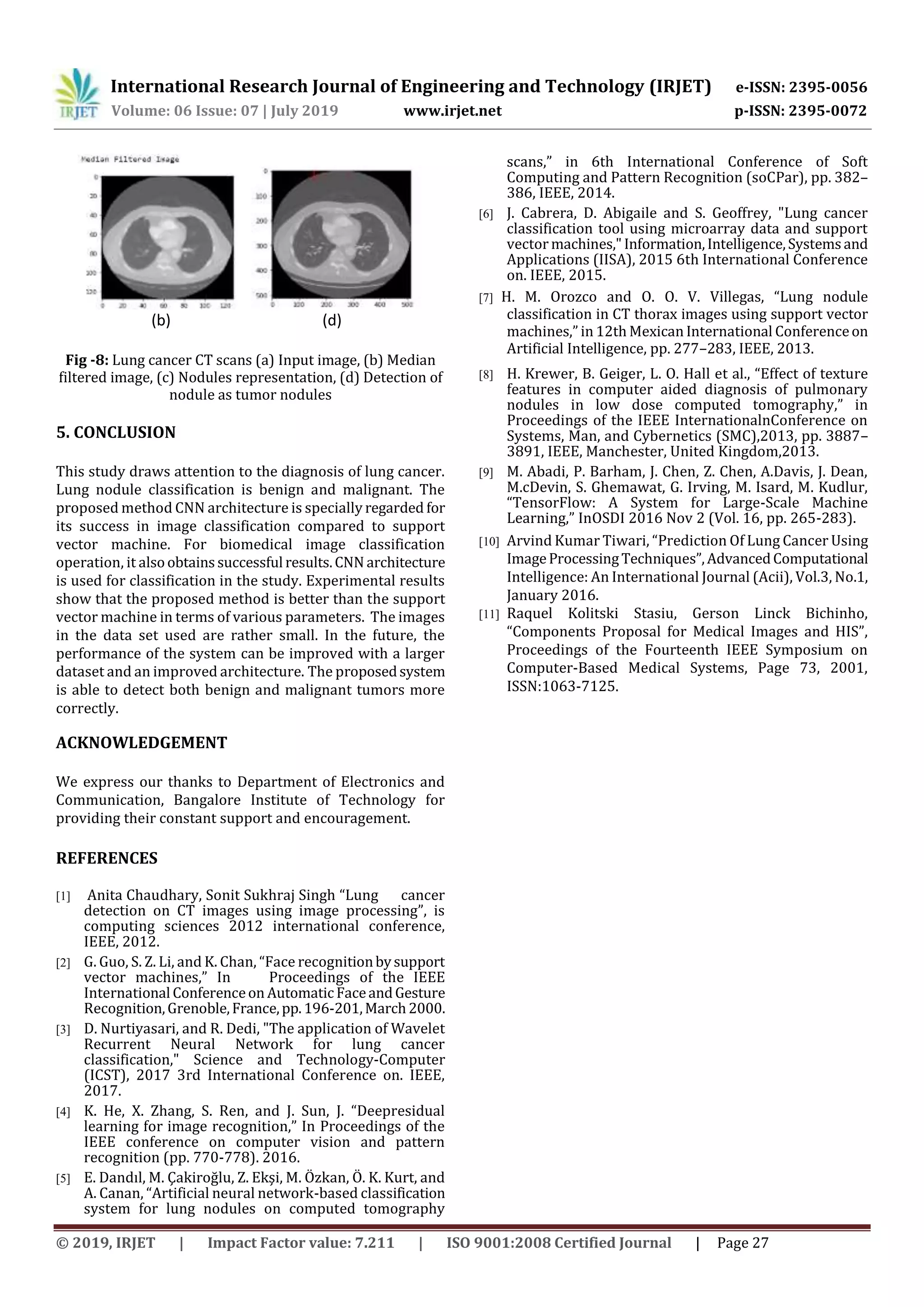 Irjet Lung Cancer Nodules Classification And Detection Using Svm And Cnn Classifiers Pdf