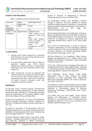 IRJET- Design and Development of a Bandsaw Machine Roller Bracket for Weight Optimization | PDF