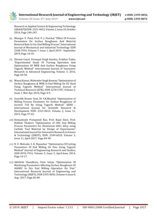 IRJET- A Review on Optimization of Cutting Parameters in Machining using Taguchi Method | PDF