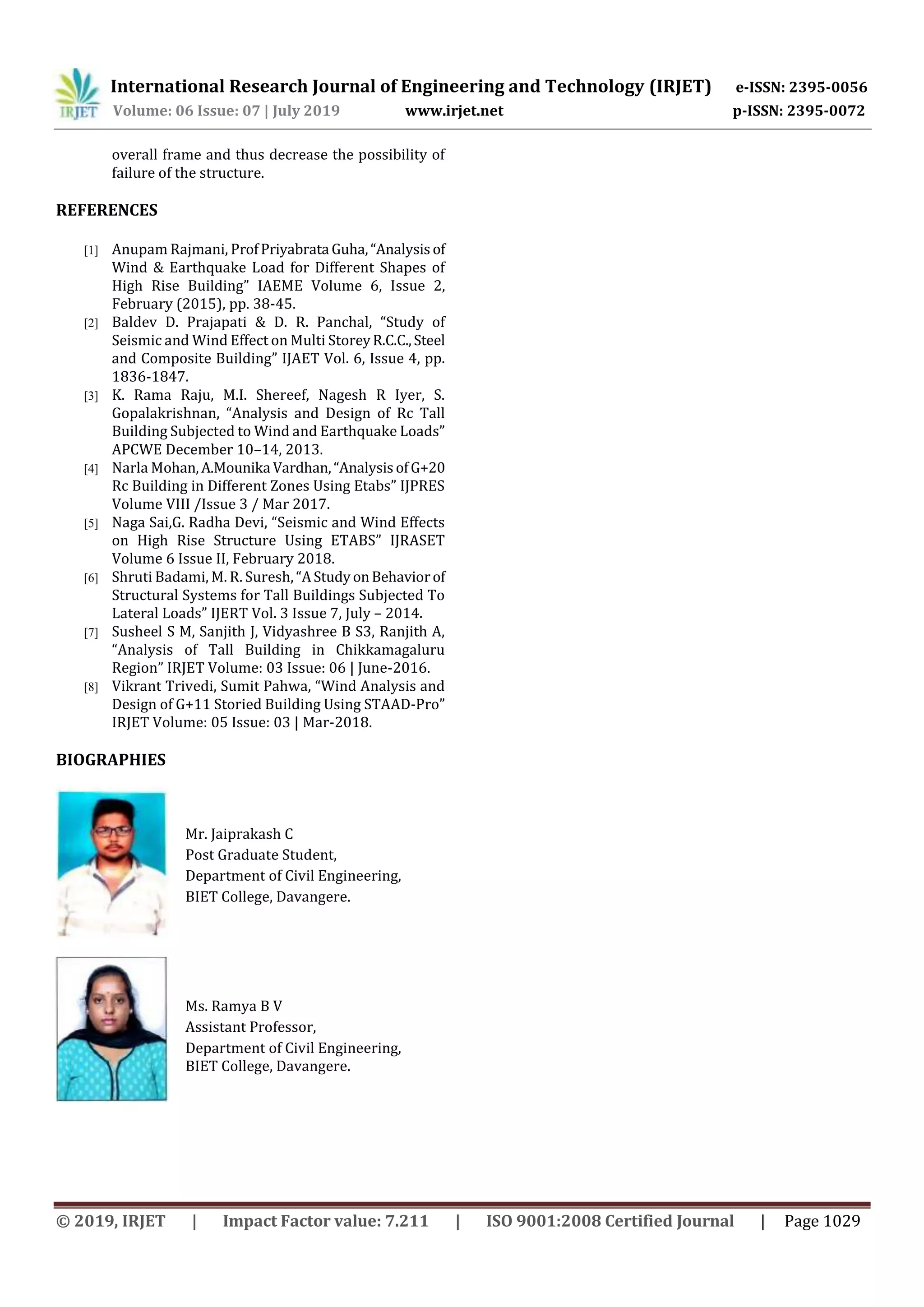 IRJET- Analysis of Tall Building Structure Subjected to Wind and Earthquake Loads in Different ...
