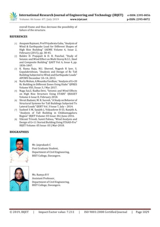 IRJET- Analysis of Tall Building Structure Subjected to Wind and Earthquake Loads in Different ...
