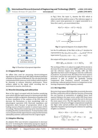 IRJET- R Peak Detection with Diagnosis of Arrhythmia using Adaptive Filter and Hilbert Transform ...
