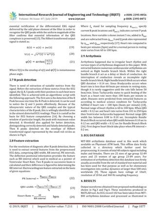 IRJET- R Peak Detection with Diagnosis of Arrhythmia using Adaptive Filter and Hilbert Transform ...