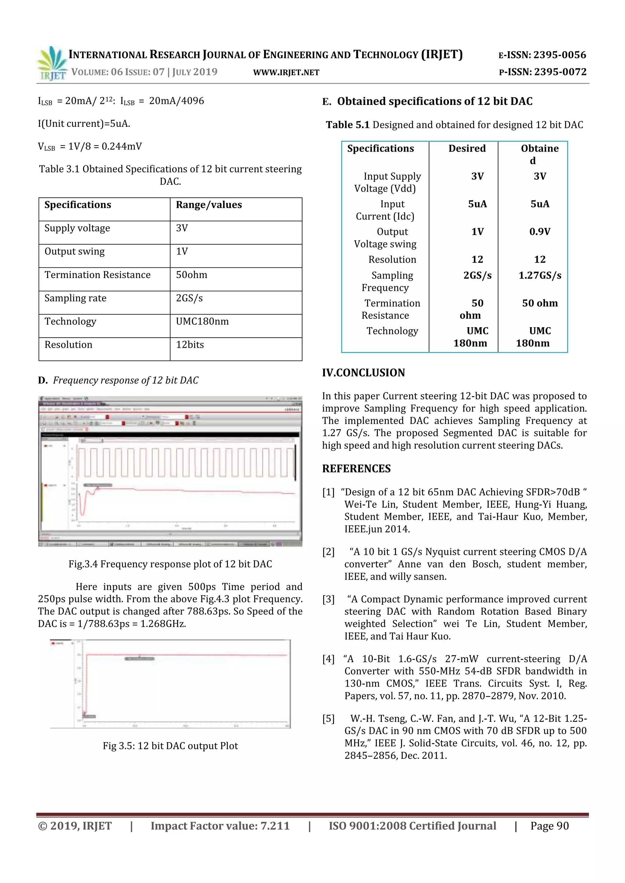 IRJET- Design and Simulation of 12-Bit Current Steering DAC | PDF