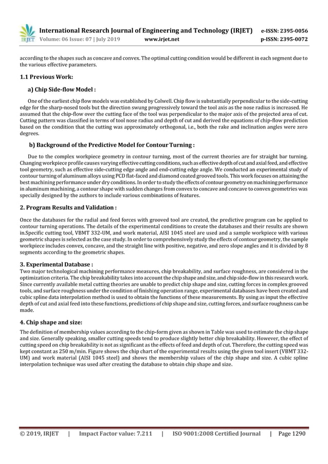 Irjet Manufacturing Technology Optimization Of Machining Performance