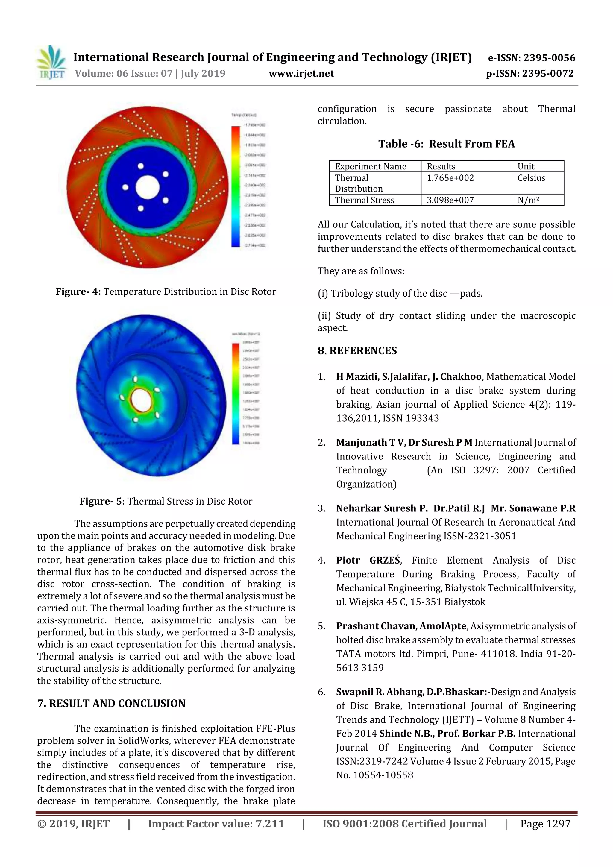 IRJET- Thermal Behavior of Disc Brake Rotor using Finite Element Analysis | PDF