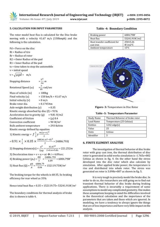IRJET- Thermal Behavior of Disc Brake Rotor using Finite Element Analysis | PDF