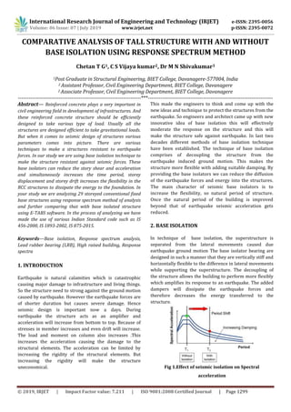 IRJET- Comparative Analysis of Tall Structure with and without Base Isolation using Response ...