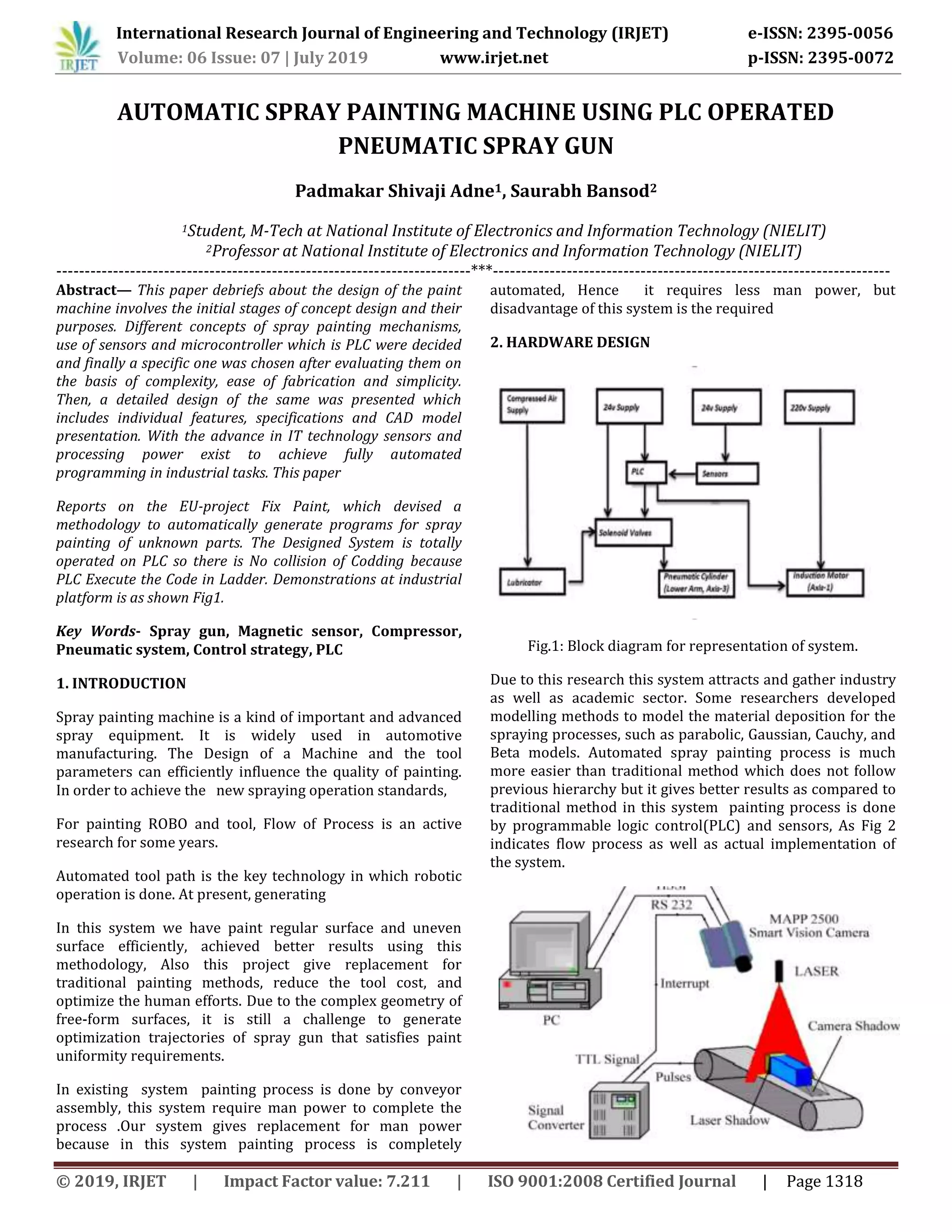 IRJET- Automatic Spray Painting Machine using PLC Operated Pneumatic Spray Gun | PDF