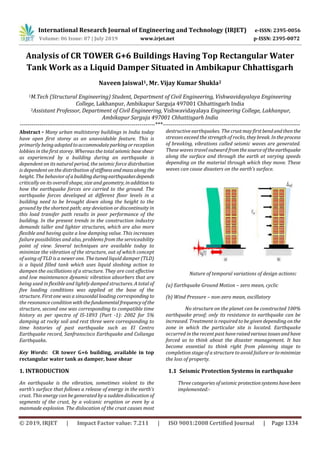 IRJET- Analysis of CR TOWER G+6 Buildings Having Top Rectangular Water ...