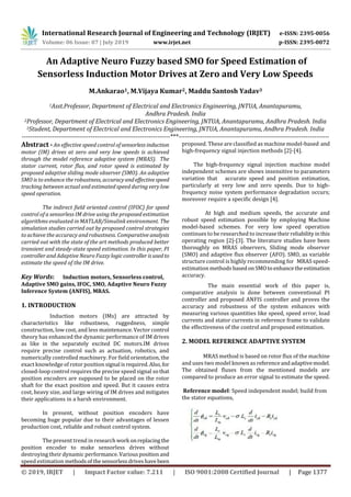 IRJET- An Adaptive Neuro Fuzzy based SMO for Speed Estimation of Sensorless Induction Motor ...