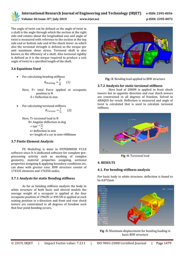 IRJET- Finite Element Analysis of Car Structure for Bending and Torsional Stiffness | PDF | Auto ...