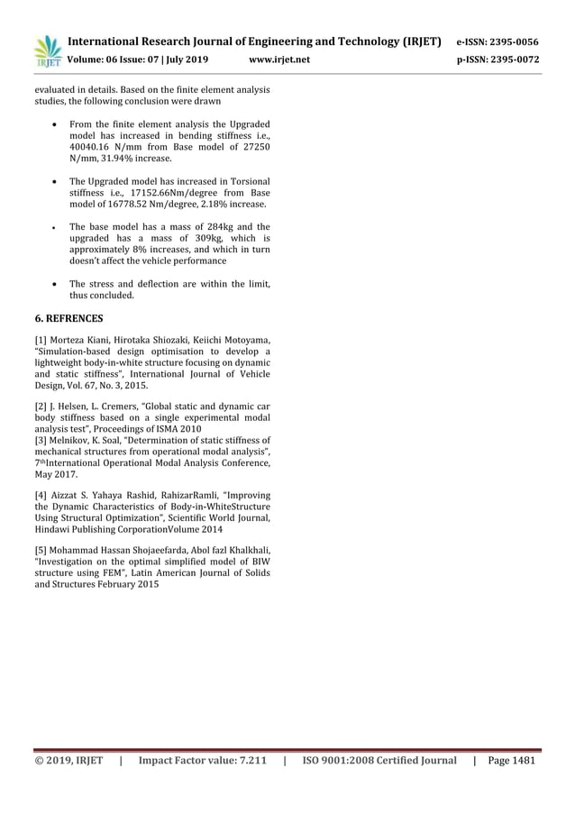 IRJET- Finite Element Analysis of Car Structure for Bending and Torsional Stiffness | PDF | Auto ...